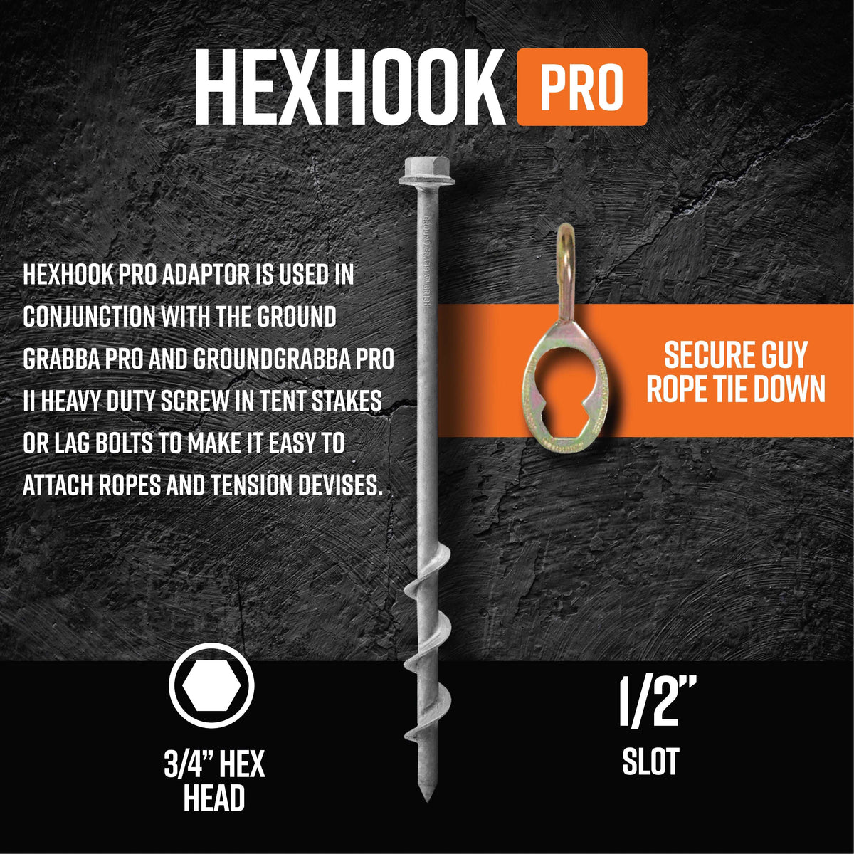 GroundGrabba HexHook Pro Lag Bolt Hook 12 Pack
